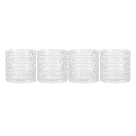 Set Of 4 Clear Spectra Double Old Fashioned Glasses 13oz