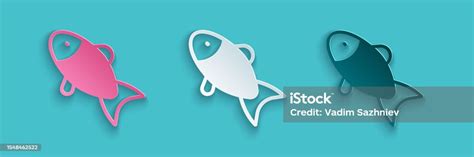 파란색 배경에 격리 된 물고기 아이콘을 잘라 용지 종이 아트 스타일 벡터 0명에 대한 스톡 벡터 아트 및 기타 이미지 0명 3차원 형태 강 Istock