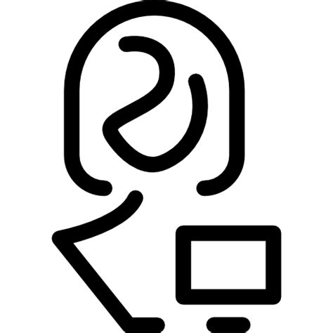 Women Femenine Head People Computing Computer Bust Icon