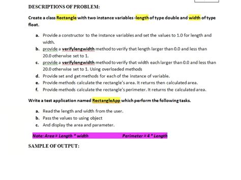 Solved Descriptions Of Problem Create A Class Rectangle
