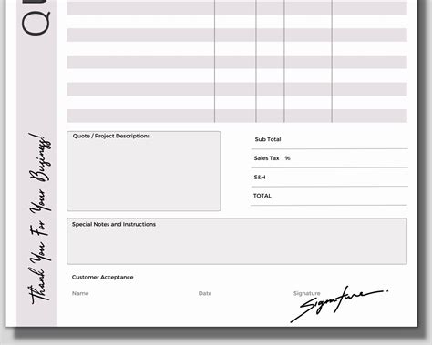 Quotation Template In Printable Ready Pdf Format Editable In Canva Written With Pen Quote Etsy