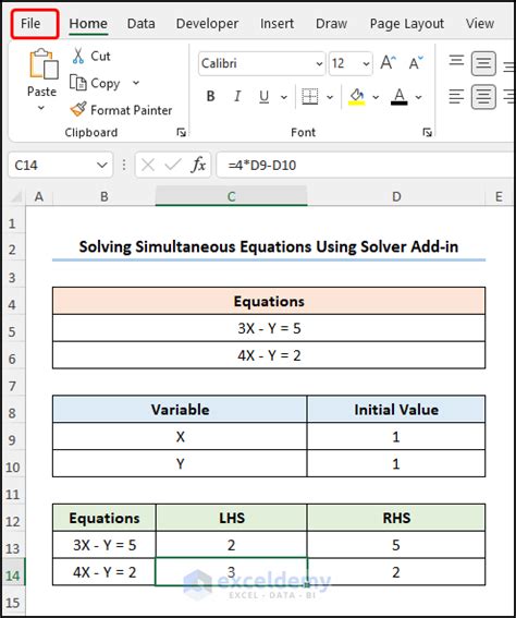 How To Solve Simultaneous Equations In Excel 3 Easy Methods