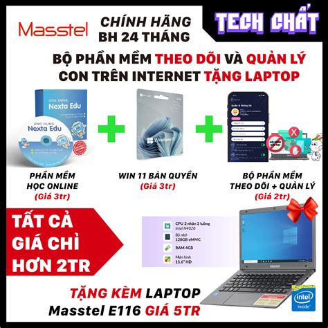 Combo Laptop Masstel E116 E140 Kèm Windows 11 Bản Quyền Và Bộ Phần Mềm