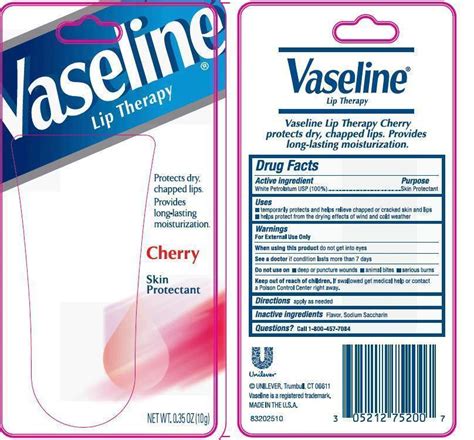 Ndc 64942 0054 Vaseline Lip Therapy Cherry Label Information Details