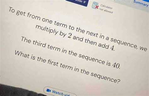 solved cude 1f summary calculator not allowed to get from one term to