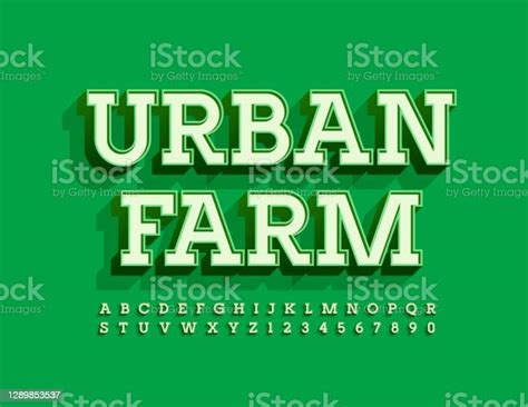 그림자가 있는 세련된 알파벳 글자가 있는 벡터 그린 로고 어반 팜 3차원 형태에 대한 스톡 벡터 아트 및 기타 이미지 3차원