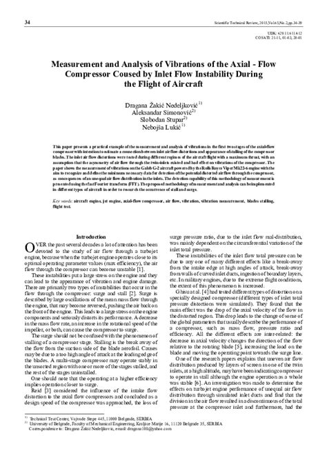 Pdf Measurement And Analysis Of Vibrations Of The Axial Flow Compressor Caused By Inlet Flow