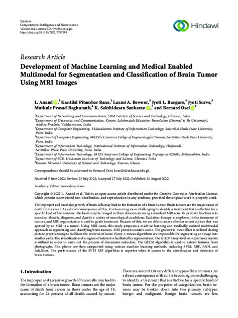 Pdf Development Of Machine Learning And Medical Enabled Multimodal