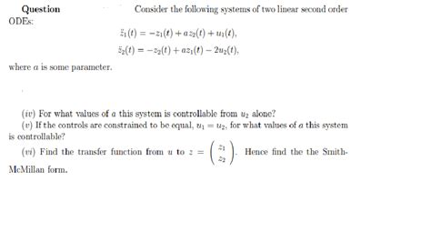 Solved Consider The Following Systems Of Two Linear Second