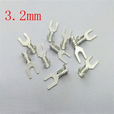 100pcs 32mm Fork Terminal Block M3 Terminal Type Y Bare Plated Tin