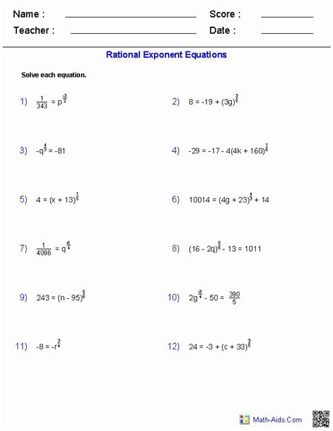50 Solving Exponential Equations Worksheet