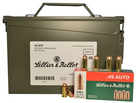 Sellier And Bellot 45 Acp Ammo 230 Grain Full Metal Jacket Ammo Can Of