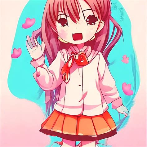 Premium Ai Image Trendy And Energetic Cute Anime Girl Portrait Art