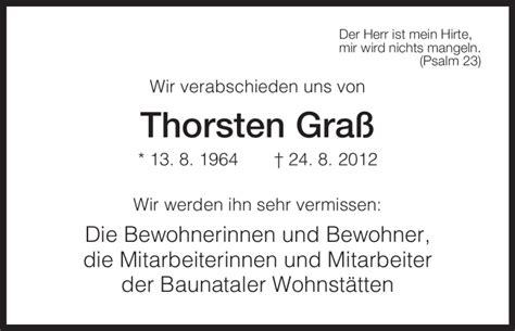 Traueranzeigen Von Thorsten Graß Trauerhnade