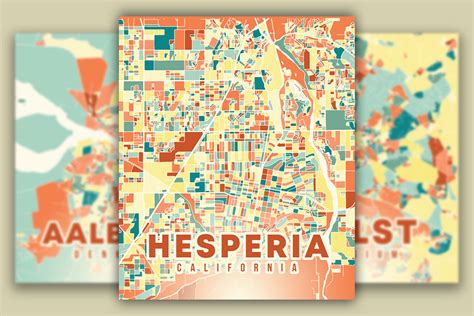 Hesperia California Colorful Map Graphic By Poster Boutique · Creative