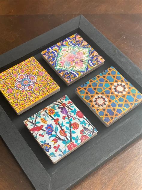 Decorative Framed Ceramic Tiles Wall Art Persian Patterns And
