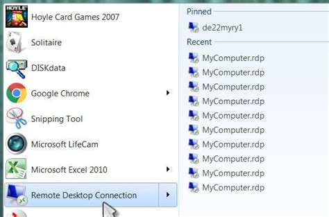 Remove Recent Entries From Remote Desktop Connection On Start Menu Windows 7 Forums