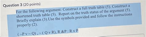 question 3 20 ﻿points for the following argument
