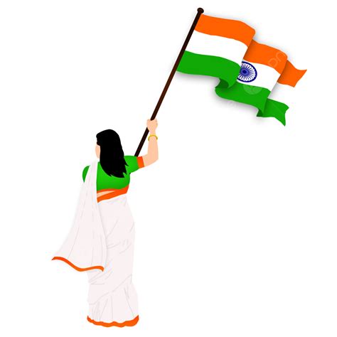 Independence Day India Png Picture Indian Woman With Holding Flag