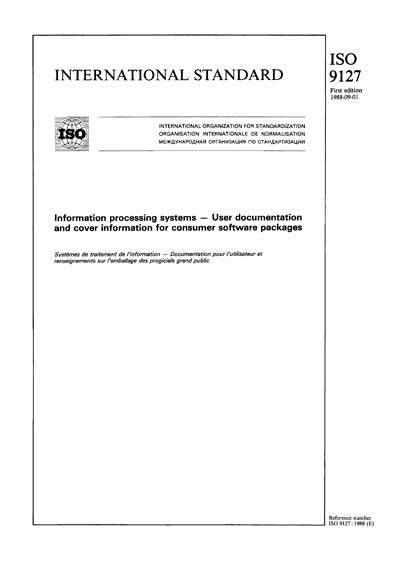 ISO 9127 1988 Information Processing Systems User Documentation And Cover Information For