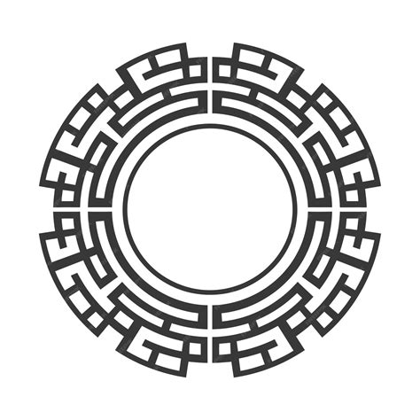 Circular Geometric Pattern With Interlocking Squares And Lines