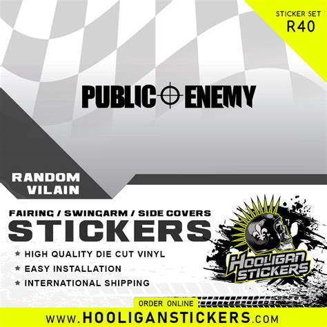 Public Enemy Decal Custom Vinyl Sticker Set R40 Hooligan Stickers