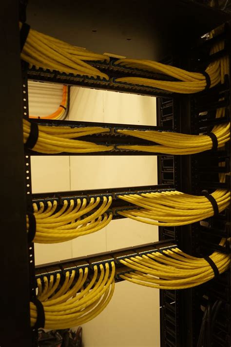 Terminating Yellow Ethernet Cabling Into Patch Panels