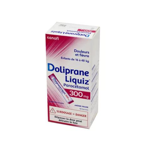 Doliprane Liquiz 300 Mg Sugar Free Paracetamol 12 Sachets