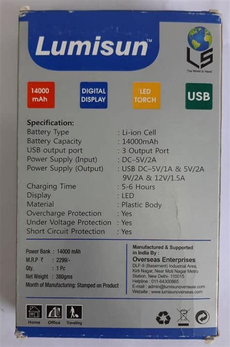 India White Power Bank 14000mah Capacity 10000 20000 Mah Battery