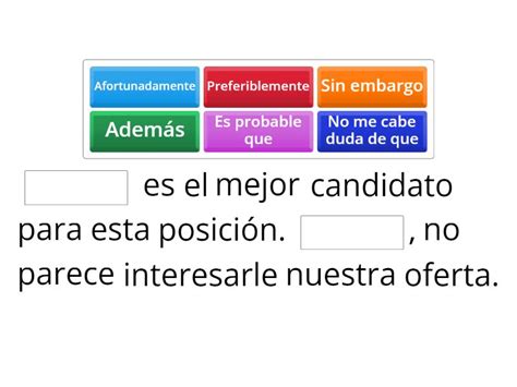 Conectores Del Discurso Y Expresiones Formales Completa La Oración