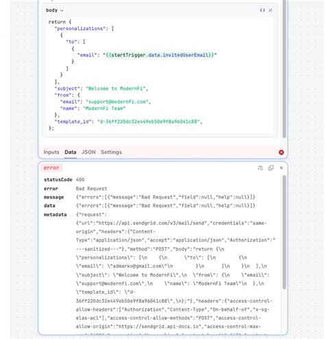 sendgrid with dynamic templates missing data 💬 workflows retool forum