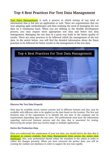 Top Best Practices For Test Data Management