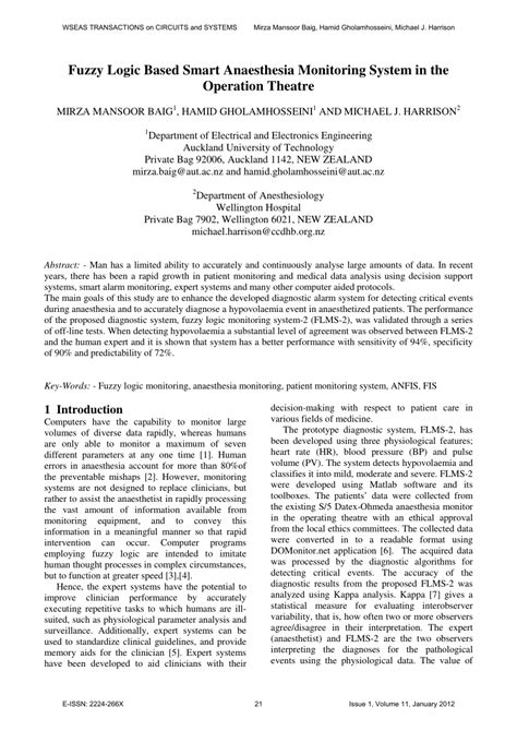 Pdf Fuzzy Logic Based Smart Anaesthesia Monitoring System In The