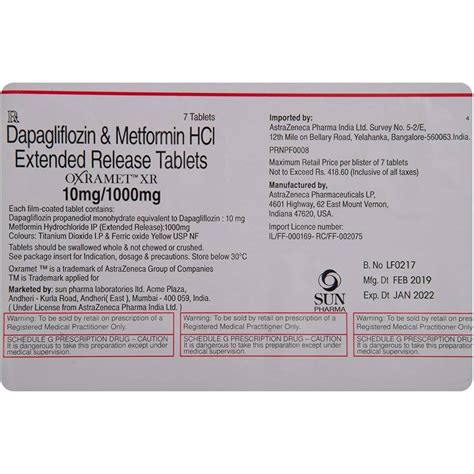 Oxra Met Xr 101000mg Tablet Uses Dosage Side Effects