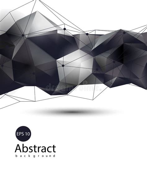 Abstract Triangles Space Low Poly Polygonal Background With Connecting Dots And Lines Vector