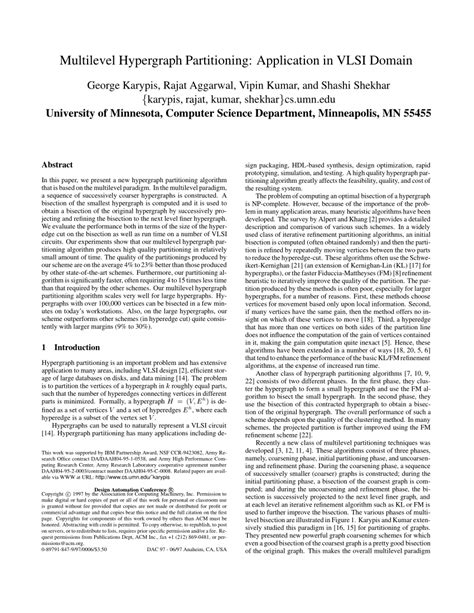 Pdf Multilevel Hypergraph Partitioning Application In Vlsi Domain
