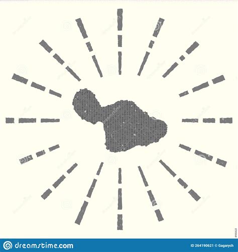 Maui Logo Grunge Sunburst Poster With Map Of The Stock Vector