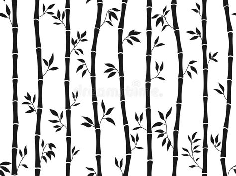 Bamboo Stem Leaf Seamless Pattern Exotic Abstract Natural Plant Boundless Wallpaper Ink Ornament