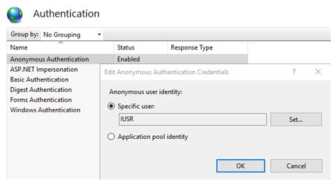Server Iis 100 Anonymous Authentication Produces 4013 Stack Overflow