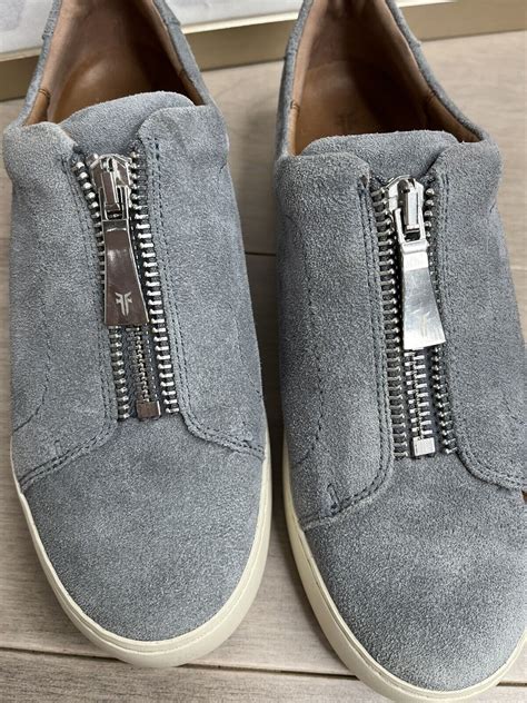 Frye Lena Blue Suede Leather Low Top Zip Casual Comfo… Gem