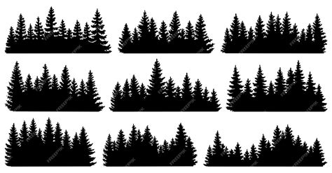 Premium Vector Fir Trees Silhouettes Coniferous Spruce Horizontal Background Patterns Black