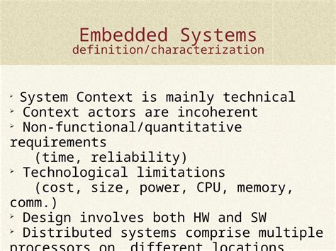 PPT Embedded Systems Definition Characterization System Context Is Mainly Technical Context
