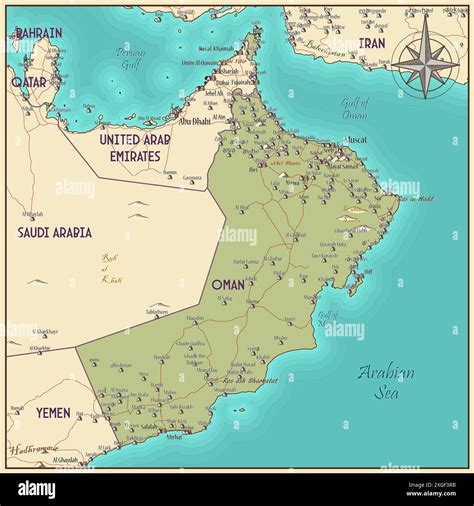 Map Of Oman Vintage Fantasy Style Stock Vector Image And Art Alamy
