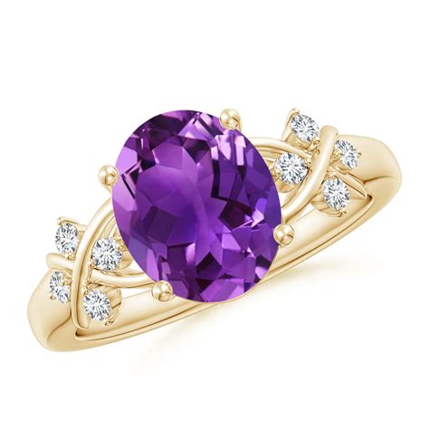 Natural Purple Amethyst Rings For Women With Diamonds