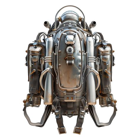 A Futuristic Scifi Steampunk Backpack With Metal Tanks And Straps