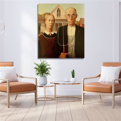 Grant Wood American Gothic 1930 Canvas Wall Art Grant Wood Wall Hanging