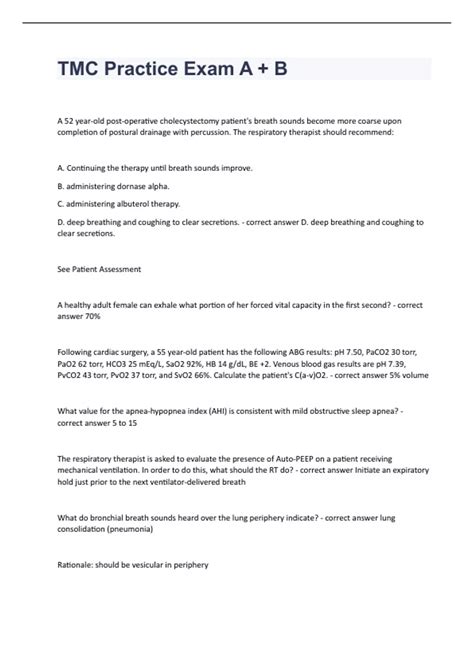 TMC Practice Exam A B Question And Answers 100 Correct 2023 2024 TMC Stuvia US