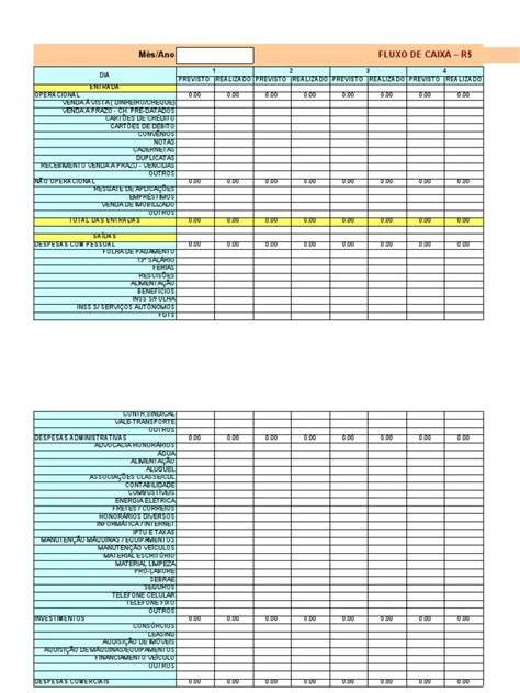 Fluxo De Caixa Projetado Pdf Empréstimos Fluxo De Caixa