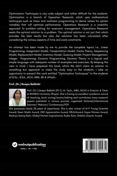 Optimization Techniques Paperback Walnutpublication