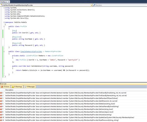 ASP NET MVC Errors When Tryig To Build A New MembershipProvider Stack Overflow